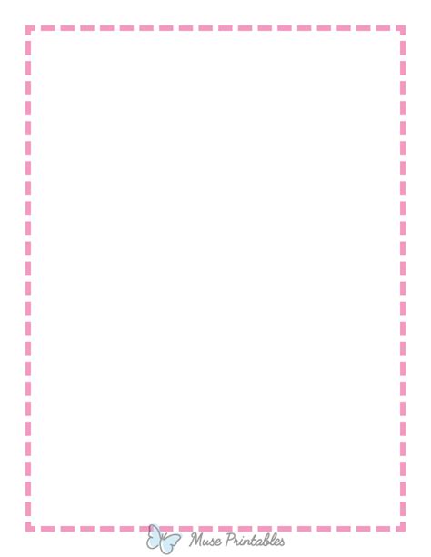 Printable Pink Medium Dashed Line Page Border