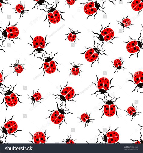Bugs Ladybug Seamless Pattern Insects Vector Stock Vector Shutterstock