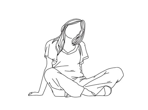 Premium Vector Cute Girl Line Art Drawing