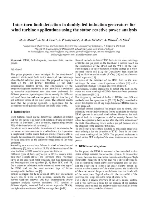 Pdf Inter Turn Fault Detection In Doubly Fed Induction Generators For