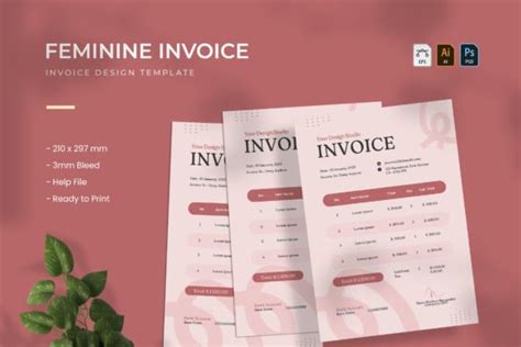 Feminine Invoice Graphic By Vunira Template Creative Fabrica