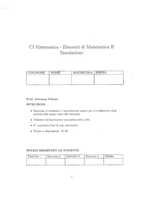 Testo Esame Analisi I Con Soluzioni Exams Of Analisi Matematica I