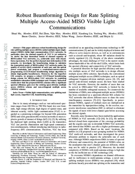 Pdf Robust Beamforming Design For Rate Splitting Multiple Access