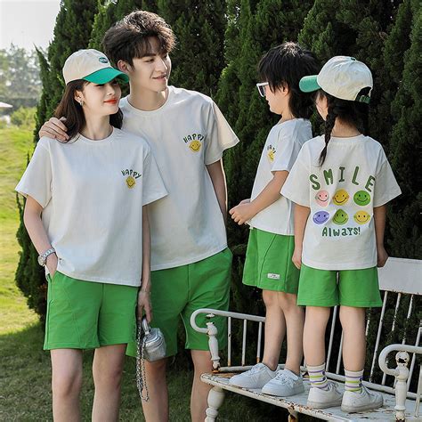 【anna‘s 親子裝】 2024夏季新款笑臉親子裝夏裝一家三口四口母女裝全家福 親子服 情侶裝 蝦皮購物