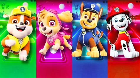 Ruble 🆚 Skye 🆚 Chase 🆚 Marshall 🎶 Tiles Hop Edm Rush Youtube