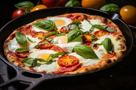 Premium Ai Image Skillet Neapolitan Margherita Pizza Italian Recipe