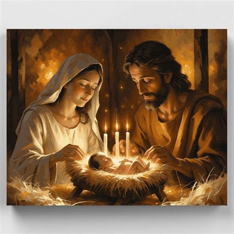 Nativity Scene Paint By Numbers Kit Divine Christmas Art For