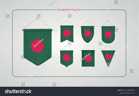 Bangladesh Flag Set Collection Vector Illustration Stock Vector
