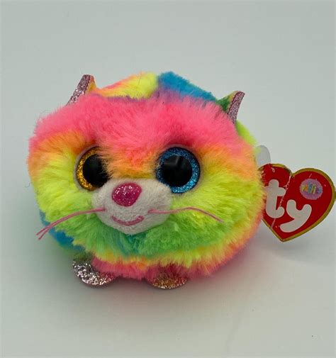 Ty Puffies Collection Gizmo Rainbow Cat 4 Inch Stuffed Puff Ball Plush