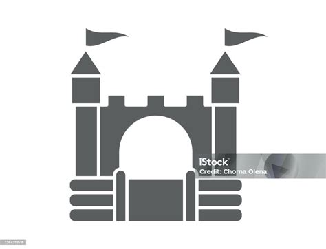 탄력 풍선 성 어린이 놀이터를위한 타워 및 장비 점핑 하우스 기호 글리프 벡터 실루엣 아이콘 튜브 놀이터에 대한 스톡 벡터 아트 및 기타 이미지 Istock