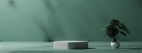 흰색 연단 모형 또는 받침대가 있는 자연스러운 잎과 녹색 배경 제품 쇼케이스 및 프레젠테이션을 위한 빈 플랫폼 3d 렌더링 0명에 대한 스톡 사진 및 기타 이미지 Istock