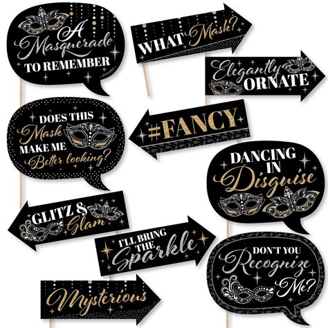 Funny Masquerade Venetian Mask Party Photo Booth Props Kit 10 Piece