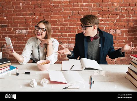 Girl Taking Selfie While Study Education Concept Stock Photo Alamy