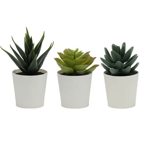 Lule Artificiale Set 3 Copë Plastike Jeshile E Bardhë 10