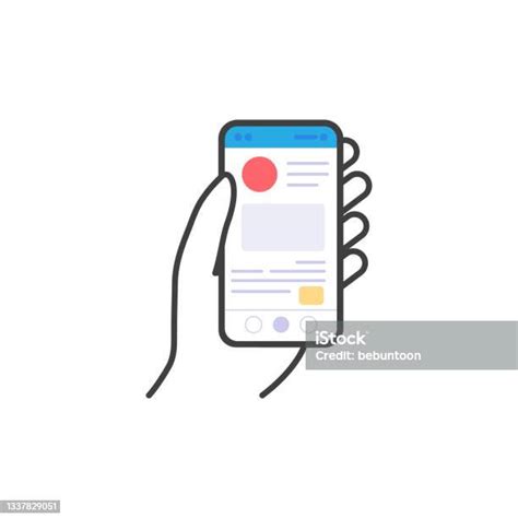 스마트폰을 손에 잡습니다 손에 휴대 전화 터치 스크린 아이콘 평면 디자인 Brand Name Smart Phone에 대한 스톡