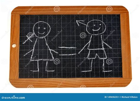 Concept Of Gender Equality With A Drawing On A Babe Slate Stock Image Image Of Girl