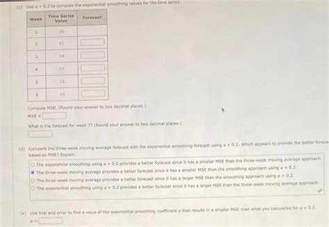 solved consider the following time series data a