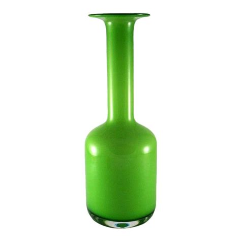 1960s Opalina Fiorentina Of Empoli Lime Green And Opalescent Cased