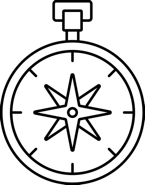 Black Line Art Illustration Of Compass Icon 24462593 Vector Art At