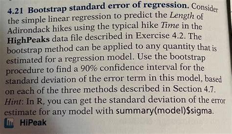 Solved 4 21 Bootstrap Standard Error Of Regression Consider Chegg