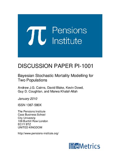 Pdf Bayesian Stochastic Mortality Modelling For Two Populations