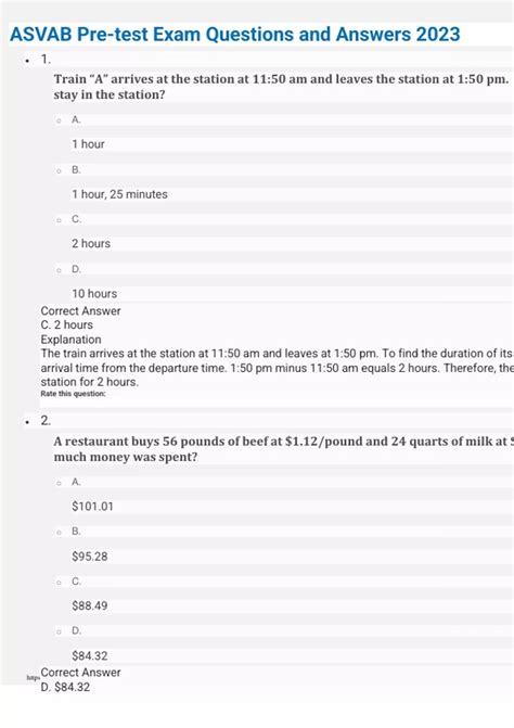 Asvab Pre Test Exam Questions And Answers 2023 Asvab Stuvia Us