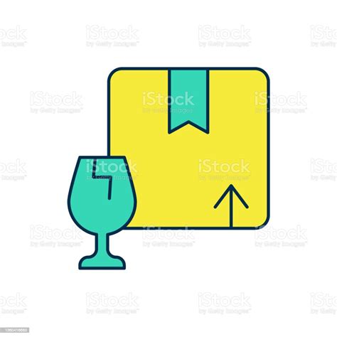 흰색 배경에 격리 된 깨진 유리 아이콘의 깨지기 쉬운 콘텐츠 기호가있는 윤곽 선입기 배달 패키지 상자 상자 포장 소포 표지판 벡터 가득 찬에 대한 스톡 벡터 아트 및 기타