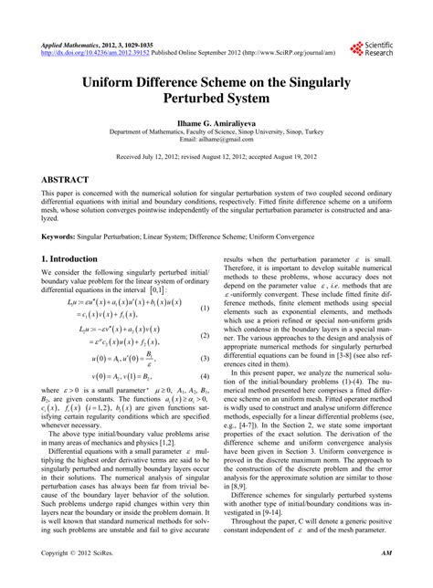 Pdf Uniform Difference Scheme On The Singularly Perturbed System