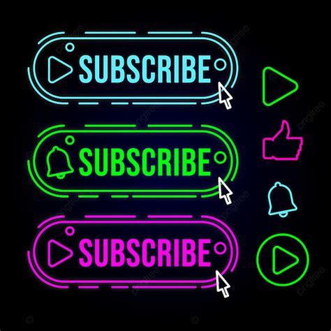 Youtube訂閱霓虹燈按鈕集 Youtube 求訂閱 訂閱按鈕向量圖案素材免費下載，png，eps和ai素材下載 Pngtree