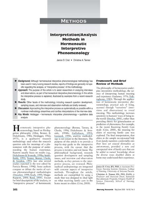 Methods In Hermeneutic Interpretive Phenomenology Pdf