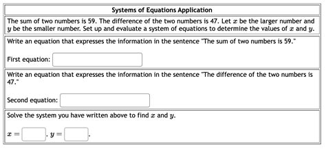 Solved The Sum Of Two Numbers Is 59 The Difference Of The Chegg Com