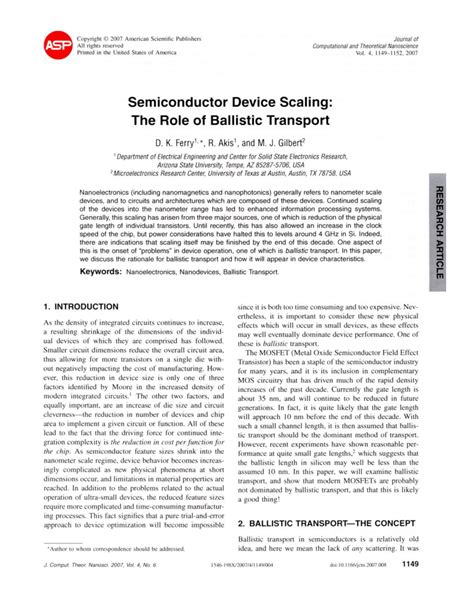 Pdf Semiconductor Device Scaling The Role Of Ballistic Transport