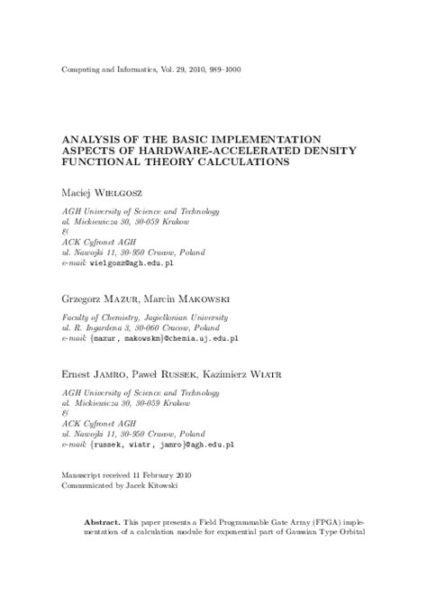 analysis of the basic implementation aspects of hardware accelerated