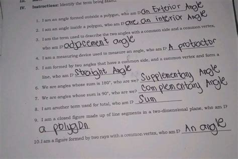 Iv Instructions Identify The Term Being Askea Studyx