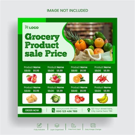Premium PSD Grocery Sale Social Media Post And Super Market Instagram
