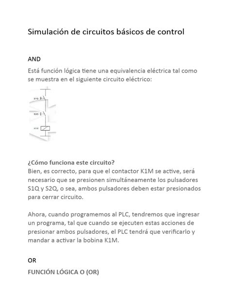 Simulacion De Circuitos Basicos De Control Pdf Controlador Lógico