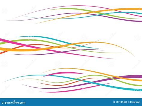 Set Of Abstract Color Curved Lines Stock Vector Illustration Of Curve