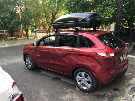 Купить Багажник с боксом в Тюмени на крышу LADA X-RAY Поперечины с ...