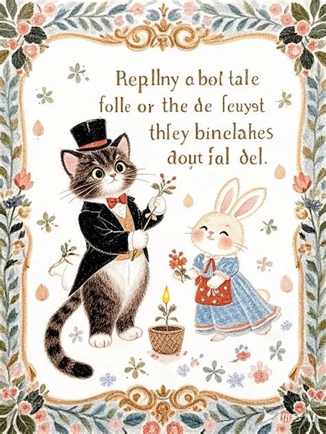 绘本风，小猫和小兔子 小红书 花瓣网