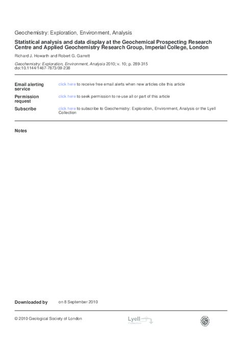 Pdf Statistical Analysis And Data Display At The Geochemical Prospecting Research Centre And