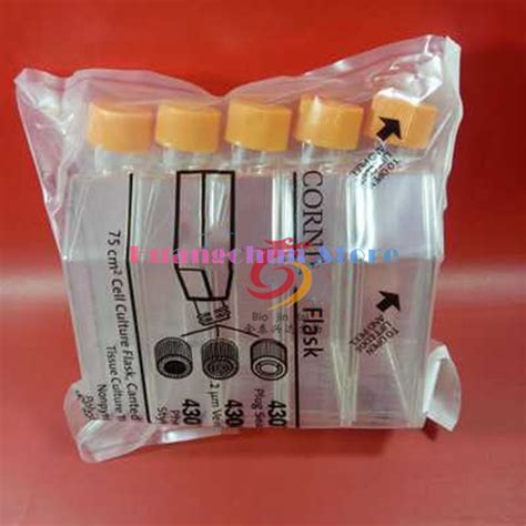 5 Pcspack 75cm2 Square Yellow Cap Oblique Mouth Culture Flask 430720u