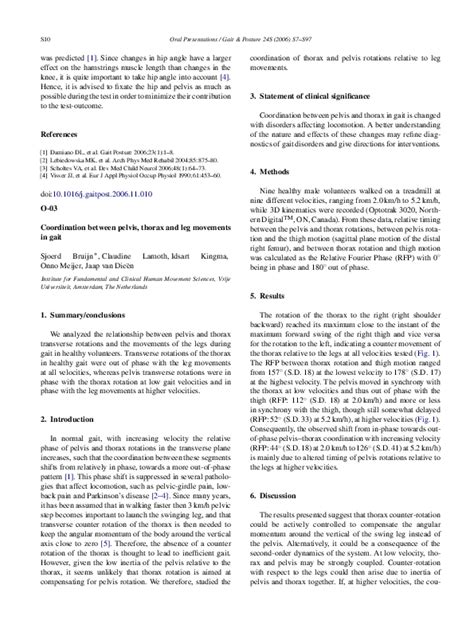 Pdf Coordination Between Pelvis Thorax And Leg Movements In Gait