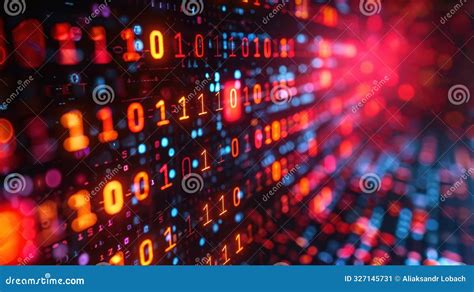 Background With Streaming Binary Code Digital Binary Data And A Matrix