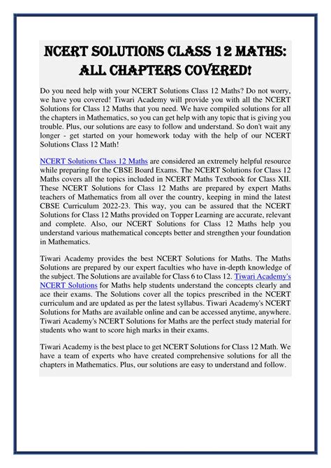 PPT NCERT Solutions Class Maths All Chapters Covered PowerPoint Presentation ID