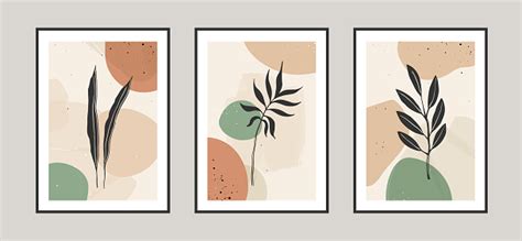 벽 장식 엽서 또는 브로셔 커버 디자인에 대한 다른 모양과 현대 추상 잎 라인 아트 배경 벡터 일러스트 디자인 검은색에 대한