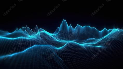 Hud Display Of Polygonal Waves With Connecting Dots And Lines Intricate Blue Lines And Dots In