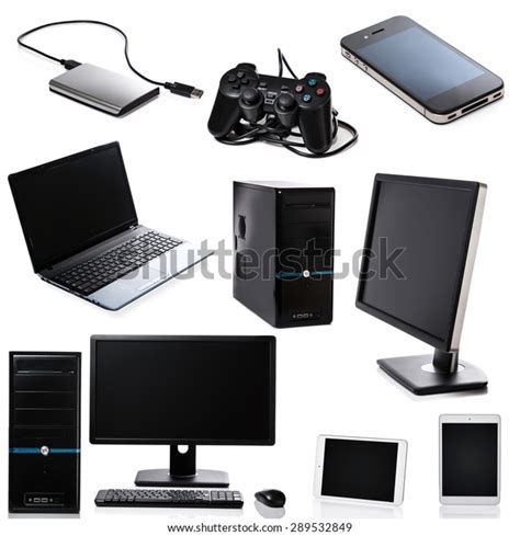 Hundred Set Different Computer Devices Hardware On Different Background Royalty Free Images