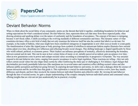 Deviant Behavior Norms Free Essay Example 395 Words