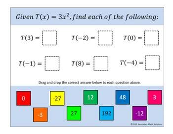 Function Notation Digital Drag Drop Activity Distance Learning