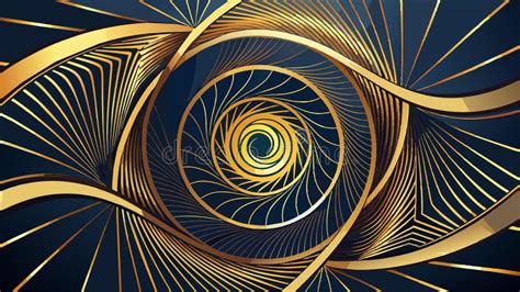 Abstract Luxury Background With Gold Glowing Geometric Spiral Lines Modern Minimal Trendy Shiny